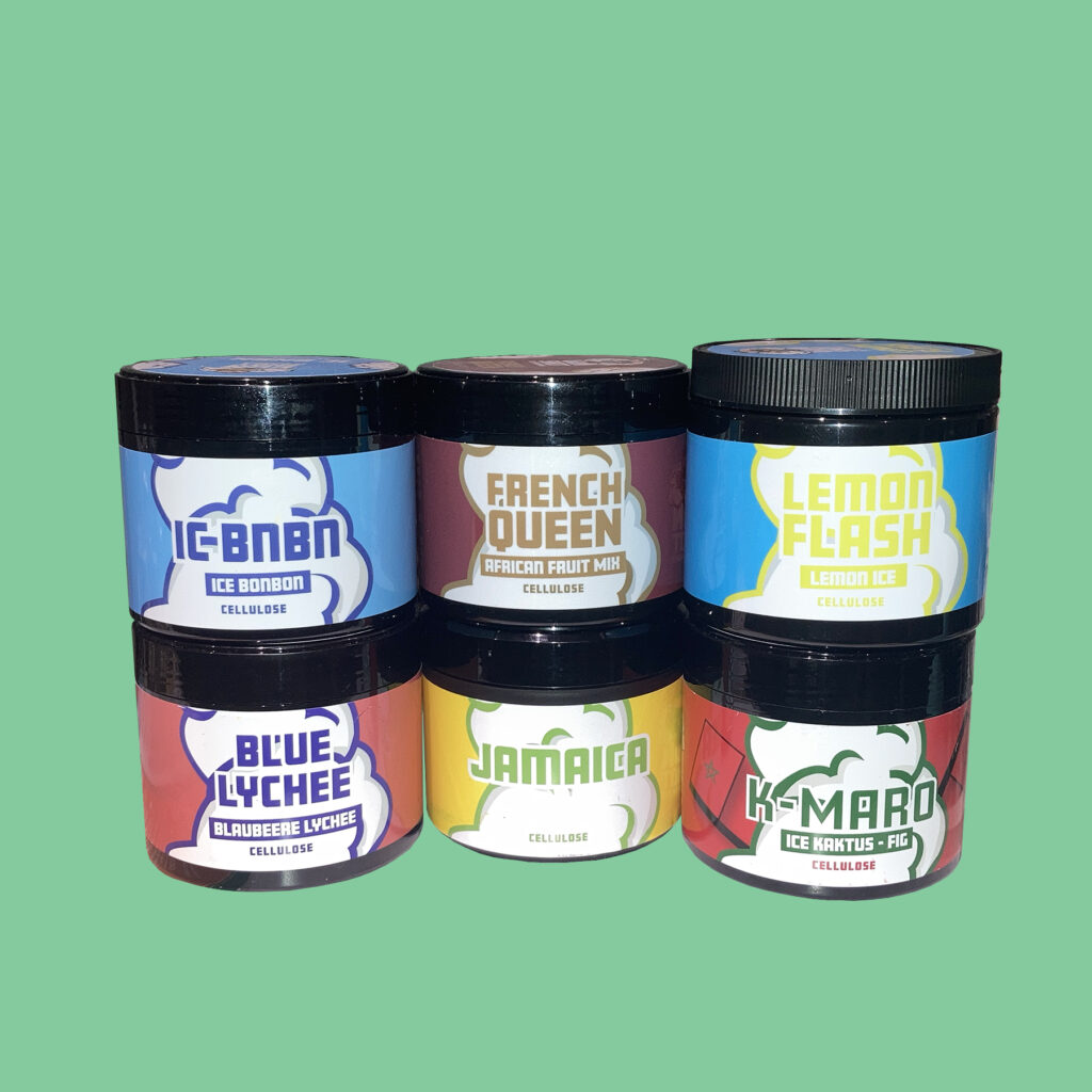 Tabac à chicha sans nicotine – 6 parfums disponibles – Pochon Vert